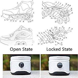 Double-Row Deform Wheel Automatic Walking Shoes Invisible Deformation Roller Skate 2 in 1 Removable Pulley Skates Skating Parkour (White Black Powder, US 5.5)