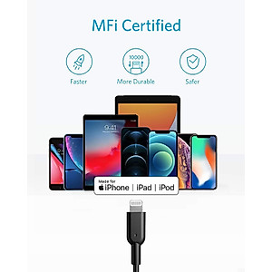 Anker USB C to Lightning Cable [6ft MFi Certified] Powerline II for iPhone 13 13 Pro 12 Pro Max 12 11 X XS XR 8 Plus, AirPods Pro, Supports Power Delivery (Charger Not Included) (Black)
