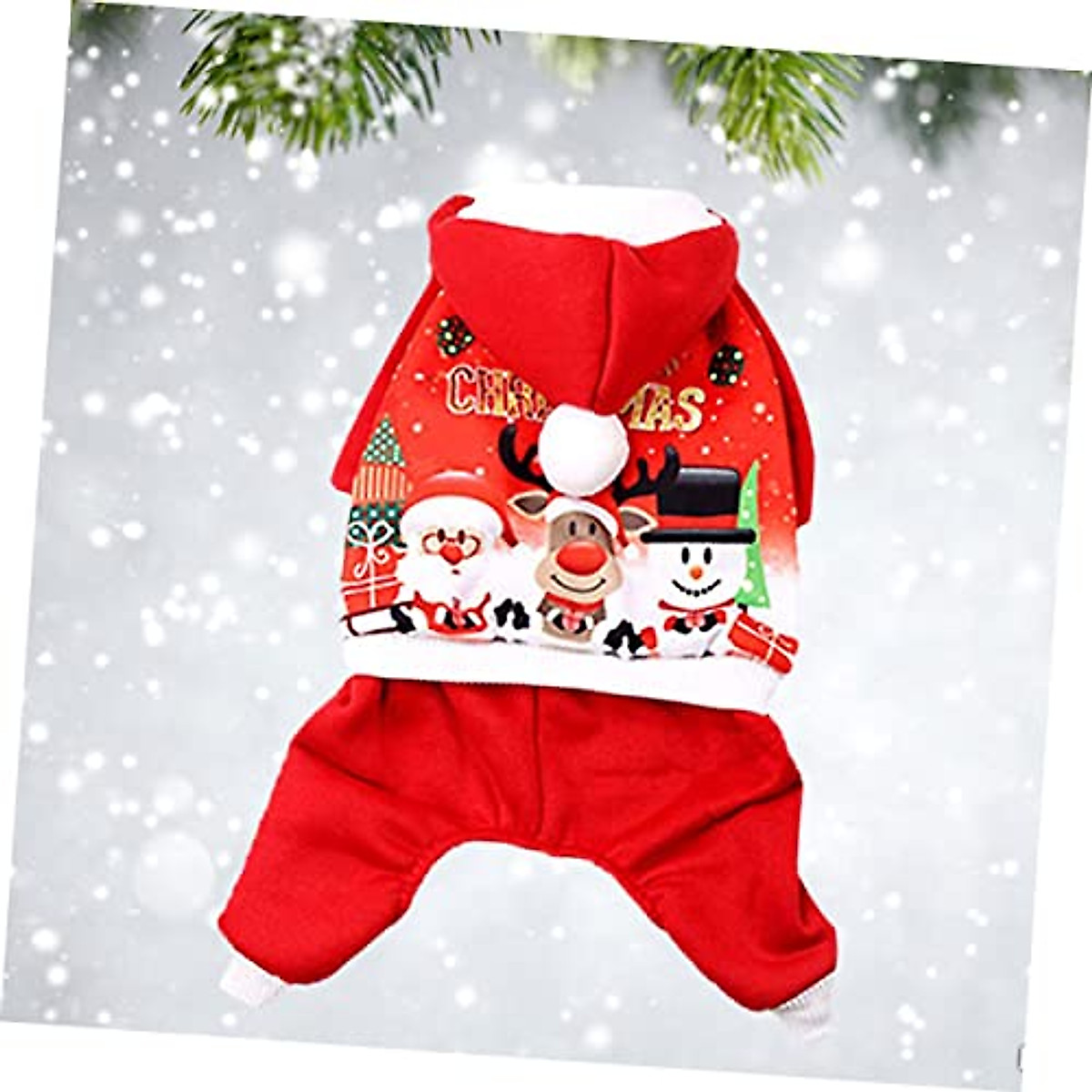 Mipcase Santa Clothes- Xmas Party Dog for Cartoon Claus Christmas Dress Pants Funny Hoodie Costume Outfit Cats Apparel Soft Red Feet Snowman Lovely Outfits Up Warm Puppy Cute Jumpsuit Pet