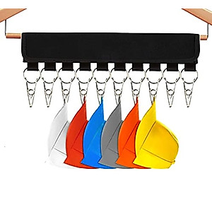 XINHUISHQZ Cap Organizer Hanger,Hat Organizer Holder for Hanger & Room Closet,10 Large Stainless Steel Hat Storage Clips, for Hang Baseball Hats, Ball Caps, Winter Beanie & Accessories (Black-1Pack)