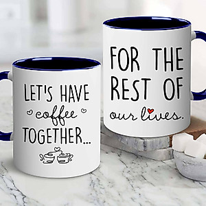 BSQUIELE Couple Mug Set - Fathers Day, Mothers Day, Valentine Mug Set For Wife, Husband, Mom, Dad - Bridal Shower, Engaged, Christmas, Wedding, Birthday Gifts For Bride, Groom, Mr, Mrs, Him, Her 11OZ