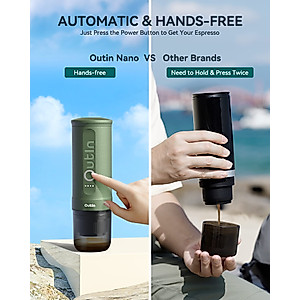 Outin Nano Portable Electric Espresso Machine with 3-4 Min Self-Heating, 20 Bar Mini Small 5V Car Coffee Maker, With NS Capsule & Ground for Camping, Travel, RV, Hiking, Office