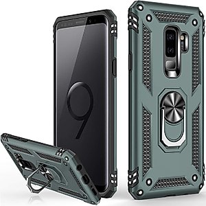 Galaxy S9+ Plus Case,(NOT for Small S9),Military Grade 16ft. Drop Tested Cover with Magnetic Ring Kickstand Compatible with Car Mount Holder,Protective Phone Case for Samsung Galaxy S9 Plus Pine Green