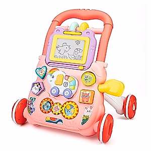 Weezzun Sit-to-Stand Learning Walker with Magnetic Drawing Board - Interactive Activity Center for 9-36 Month Olds - Educational Music, Lights, and Fun!