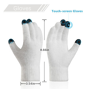 ecodudo Women Winter Beanie Hat Scarf Set Touch Screen Gloves Set with Pom for Women (White)