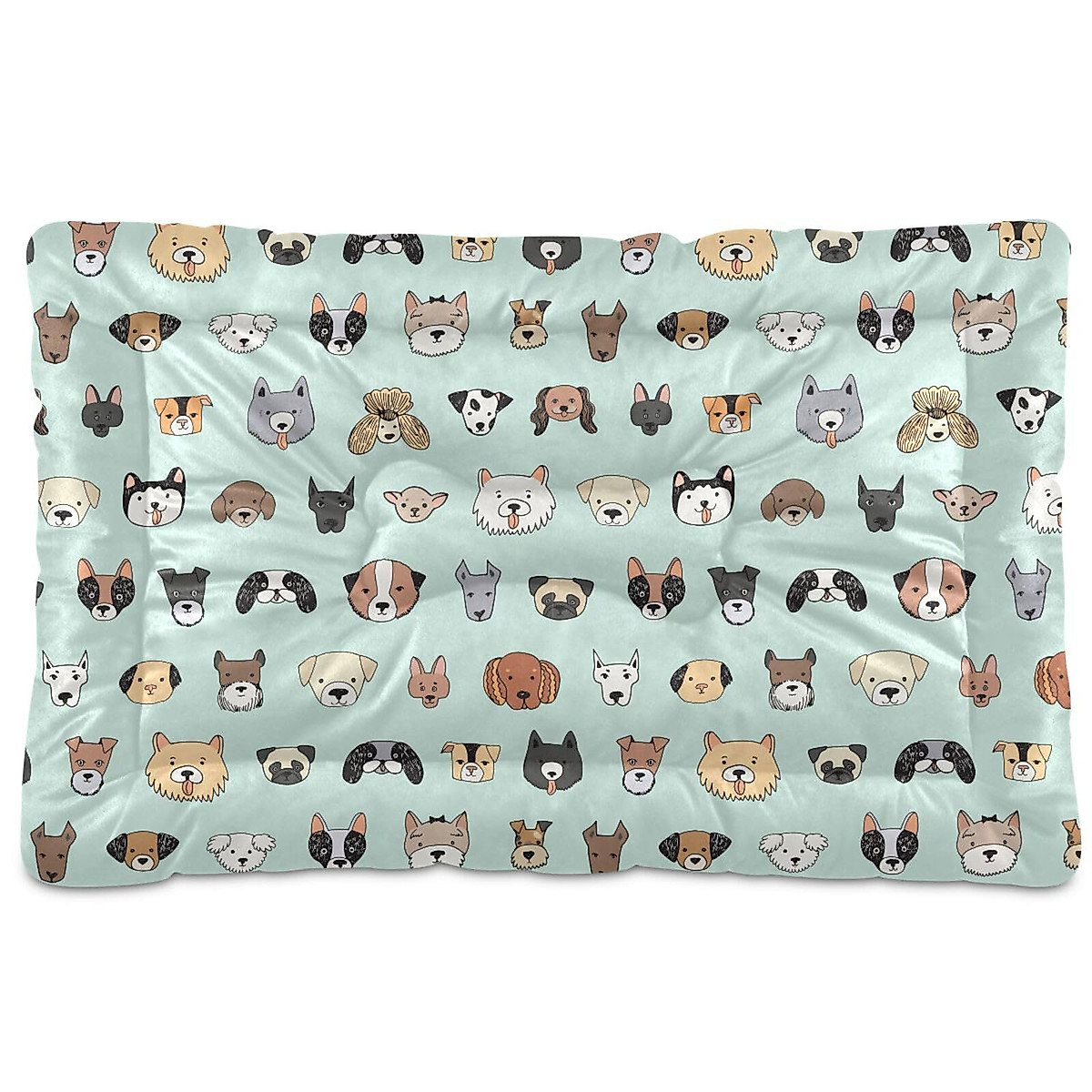 Coikll Puppy Dog Faces Pet Bed Pad Soft Dog Bed Mat with Anti-Slip Bottom, Machine Washable Crate Pad Mattress for Dog Sleeping- 24 * 18inches