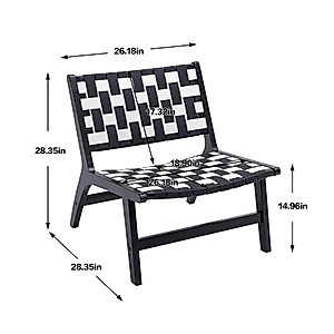 Living Room Accent Chair, Comfort Chair Armless Rubberwood Black White Modern Home Furniture 26.18" Lx28.35 Wx28.35 H