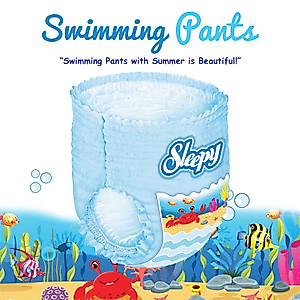 Swim Diapers, swim pants for Little Swimmers Size 5-6 (24-55 lbs, Count- 14 PCs), Disposable diaper for Splashers