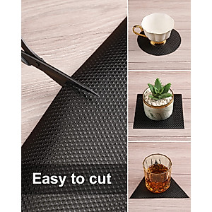 Janeart Kitchen Cabinet Shelf Liner, Non-Adhesive Shelf Liners, Easy to Cut Dot Design Drawer Liner, Non Slip Waterproof Kitchen Pantry Liner(12 inch x 72 inch, Black)