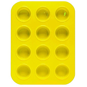 1 Mini Muffin Silicone 12 Cup Cavity Cookie Cupcake Bakeware Pan Soap Tray Mold Silicone Muffin Pan 12 Cups Regular Silicone Cupcake Pan Muffin Cakes Tart Bread BPA Free and Dishwasher Safe 9.5" x