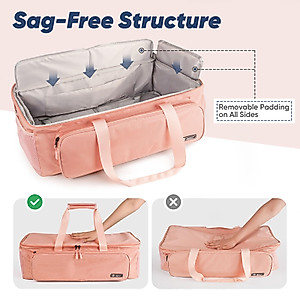 Frephy Carrying Case Bag for Cricut Maker - Large Storage Tote with Support Panels, SBS Zipper, and Shoulder Strap - Ideal for Crafting Supplies (Pink)