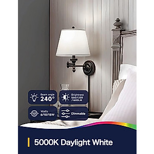 UNILAMP 3 Way LED Light Bulbs, 3 Way Light Bulbs 30 70 100W Equivalent, Daylight White 5000K, Three Way A19 Light Bulbs E26 Medium Base, 3-Way Light Bulbs for Desk Lamps, Floor Lamps, 2 Pack