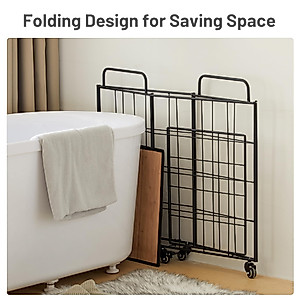 Laundry Hamper with Natural Bamboo Lid, 120L Laundry Basket with Heavy Duty Rolling Wheels, Dirty Clothes Hamper with Removable Liner Bag and Side Pocket, Laundry Sorter with Metal Handle