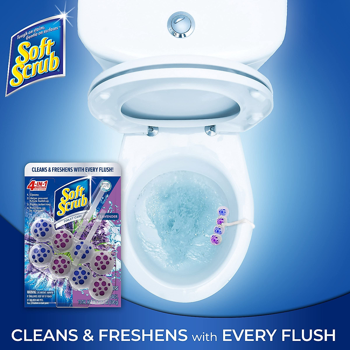 Soft Scrub 4-in-1 Rim Hanger Toilet Bowl Cleaner, Lavender, 2 Count