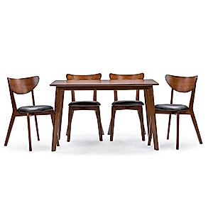Baxton Studio Sumner Dining Set Style Walnut Brown 5-Piece Dining Set