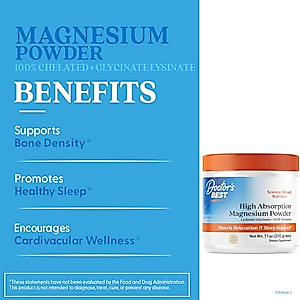 Doctor's Best High Absorption Magnesium Powder,White, 100% Chelated TRACCS, Not Buffered, Headaches, Sleep, Energy. Non-GMO, Vegan, Gluten Free, 200G, 7.1 Ounce (Pack of 1)