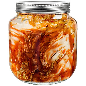 Coloch 4 Pack Half Gallon Glass Jar with Metal Lid, 64 Oz Clear Food Storage Jar Wide Mouth Glass Pantry Container for Candy, Cookie, Flour, Kombucha Tea, Fermenting