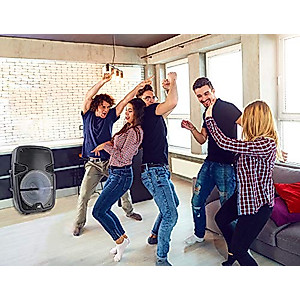 Naxa Electronics Portable Bluetooth Party Speaker with Disco Light, 15-inch, Black, Portable Party Speaker