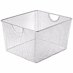 Silver Mesh Open Bin Storage Basket Organizer for Fruits, Vegetables, Pantry Items Toys, Etc.