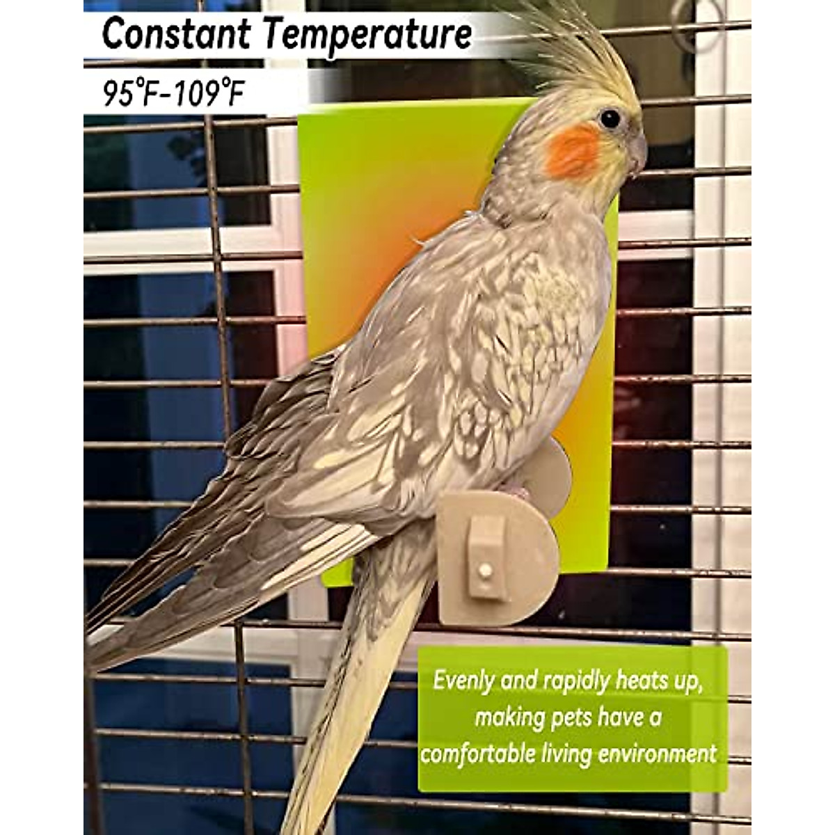 Bird Heater for Cage Bird Perch Stand Warmer Snuggle Up Fit for African Grey, Parakeets, Parrots, Small Birds, Hamsters, Hedgehogs, Chinchillas and Other Animals, 12V 3.3"x6" Cross Section