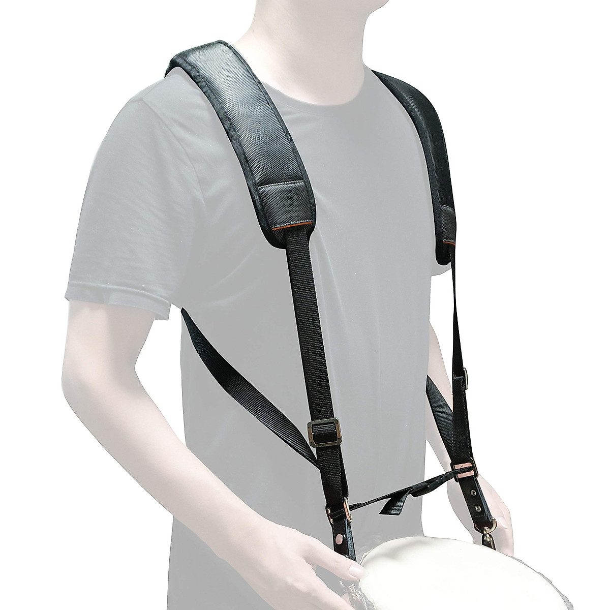 Djembe Shoulder Strap Non-slip Design African Hand Drum Percussion Belt (Black)