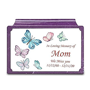 GetUrns – Legacy Cultured Marble Urn by Mackenzie, Adult Size Cremation Urns, Custom UV Printed Burial Urn for Ashes, 210 Cubic Inch Cemetery Urns for Ashes, Butterfly, Amethyst