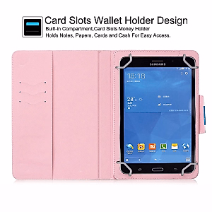 Universal 8.0 inch Tablet Case, Newshine Magnetic Closure Flip Stand Cover with Card/Cash Slots for iPad Mini/Galaxy Tab 8.0 Tablet/Amazon Kindle Fire HD HDX other 8.0 Tablet - Blue Purple