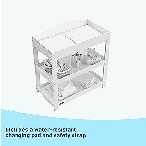 Graco Customizable Changing Table with Water-Resistant Changing Pad (White) - Customizable Modern Flat or Classic Arched Headboard, Changing Pad Included