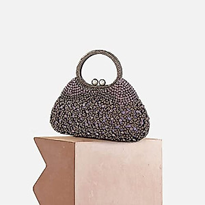 QLAZO Women's Evening Bag- Ladies Elegant Formal Evening Bag Sparkly Clutch Glittering Rhinestone Crystal Handbag and Purse (Color : Grey)