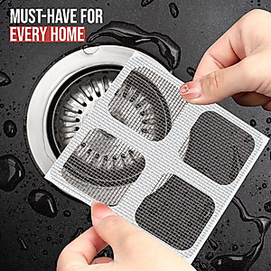 Generic Tress Trap - Disposable Drain Mesh Stickers, Hair Catcher for Bathroom & Bathtub - Sink Drain Strainer, Bathtub Hair Catcher for Drain, Easy to Use & Replace Shower Hair Drain Catcher (80)