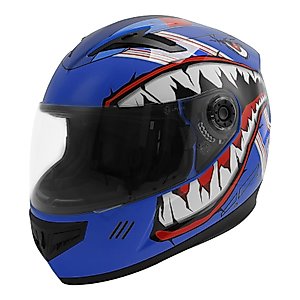 DOT Youth Helmet Off-Road Motocross Full Face Helmet ATV Dirt Bike Racing for Youth Child Kids Big Shark Mouth Pattern