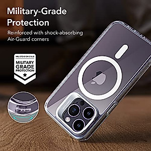ESR for iPhone 14 Pro Case, Compatible with MagSafe, Built-in Camera Ring Stand, Military-Grade Protection, Magnetic Phone Case for iPhone 14 Pro, Classic Kickstand Case (HaloLock), Clear