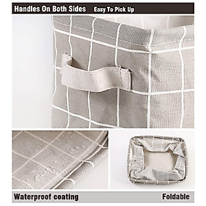 AARAINBOW 3 Packs Storage Basket Bins Canvas Mini Storage Cubes Storage Basket for Makeup, Toys Liners, Books Storage Baskets with Handles for Shelves & Desks(3 Gray)