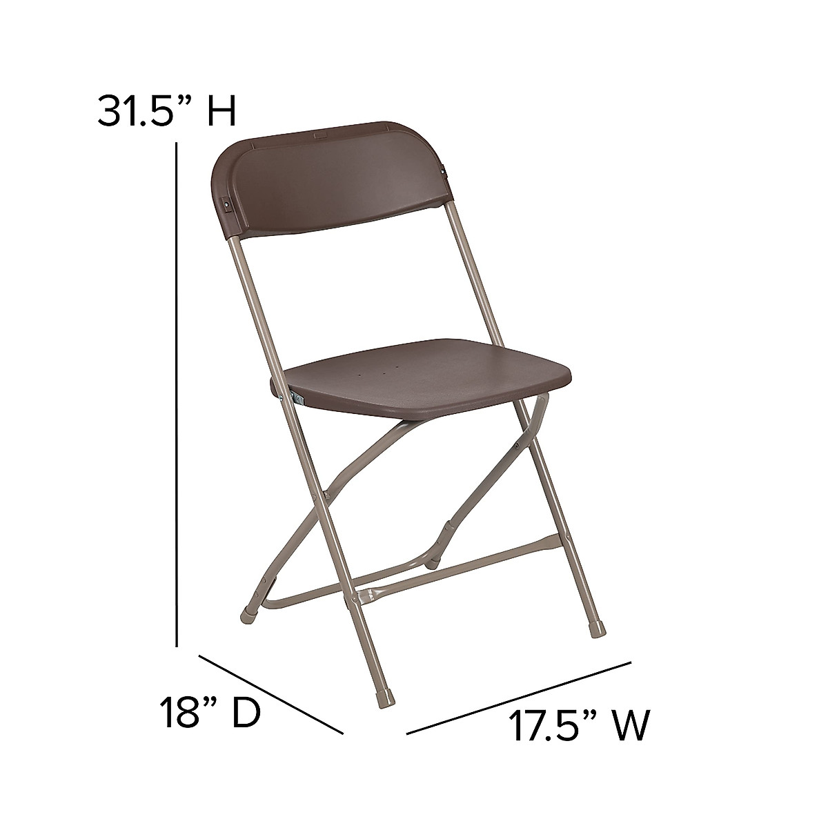 EMMA + OLIVER Folding Chair - Brown Plastic - 4 Pack 650LB Weight Capacity Comfortable Event Chair - Lightweight Folding Chair