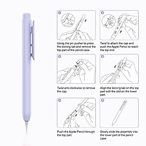 TiMOVO Holder Case Fit Apple Pencil 1st Generation, Retractable Tip Cap Protective Pencil Sleeve Cover with Sturdy Clip for Apple Pencil 1st Gen - Taro Purple