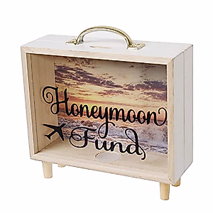 Sweet FanMuLin Shadow Box Frame, Wooden Money Box, Wedding Wood Bank (Honeymoon Fund)