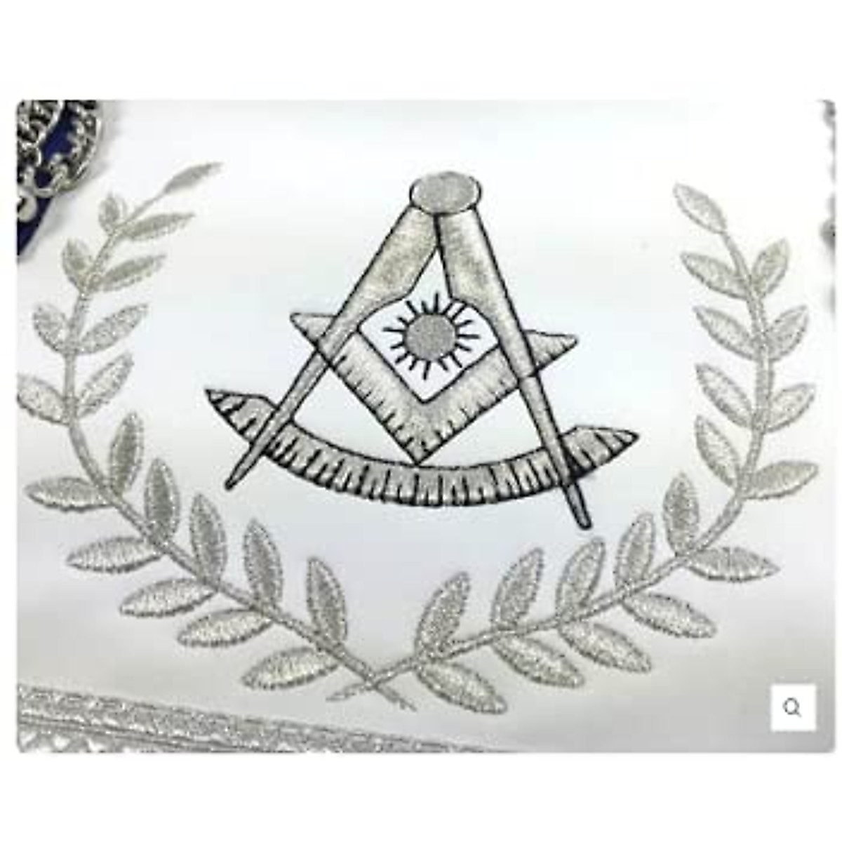 Masonic Blue Lodge Past Master Silver Machine Embroidery Freemasons Apron