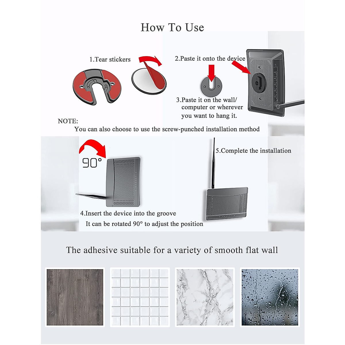 NOTMBESTM Universal Tablet Wall Mount Adjustable 90 Degrees Rotating Tablet Holder Fit for ipad/Kindle/e-Reader and More(2Pack)(Black)