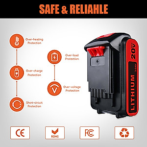 VANON 2Pack 3800mAh LBXR20 20V MAX Battery Replace for Black & Decker 20V Battery Lithium ion LBXR20 LBXR20-OPE LB20 LBX20 LBX4020 LB2X4020-OPE