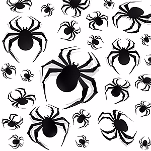 Halloween Home Decorations, 60 PCS 3D Large Spider, Realistic PVC Spider Stickers for Halloween Eve Party Supplies, DIY Scary Room Wall and Window Decor