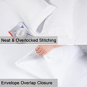 PHF 100% Garment Washed Cotton Sheets Set Queen Size, Ultra Soft Bedding Set, 4 PCS Breathable Moisture-Wicking Durable, Deep Pocket Bed Sheet Up to 16", White