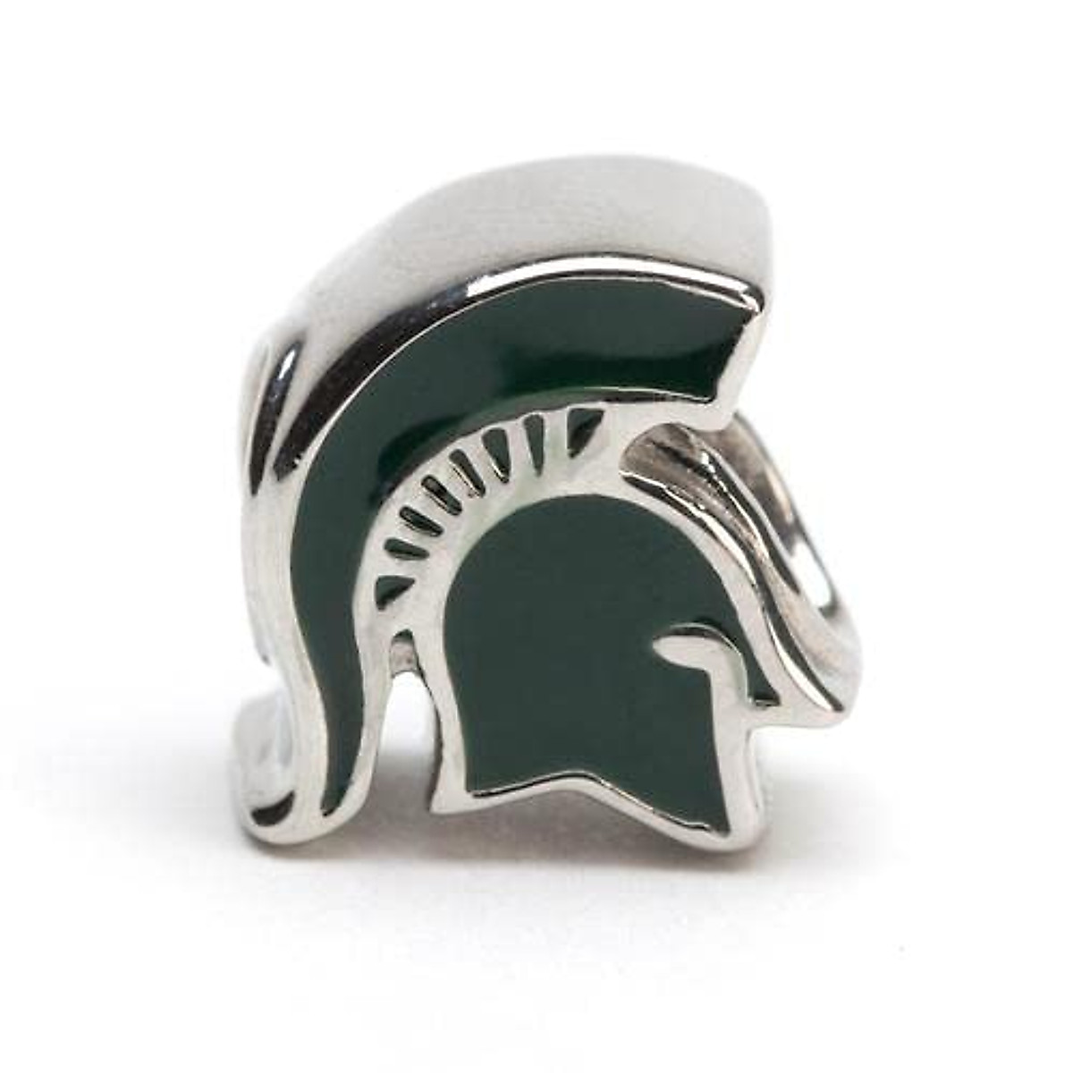 MSU Spartan Helmet Charm for Bracelets - Michigan State Spartans Charm - Hypoallergenic Stainless Steel Bracelet Beads - Michigan State Jewelr for Women