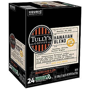 Tully's Coffee Hawaiian Blend Keurig Single-Serve K-Cup Pods, Medium Roast Coffee, 96 Count (4 Packs of 24)