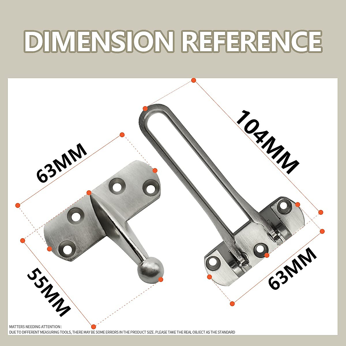 SANATO Door Lock Swing Bar Door Guard 2-1/2" High Security for Home, 3 Pack (Brushed Nickel US15)