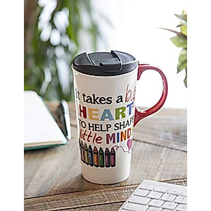 Cypress Home It Takes A Big Heart To Help Shape Little Minds 17 OZ DoubleWall Insulated Travel Mug Teacher Appreciation Gift 3.5 x 5.25 x 7 inches