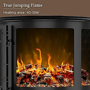 ZIONHEAT Infrared Heating Electric Fireplace Stove, Freestanding Fireplace Heater, Adjustable Brightness and Heating, Overheating Protection System, 1000w/1500w