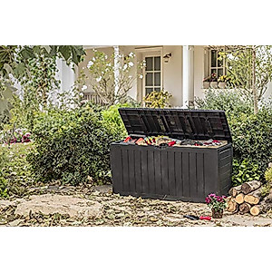 Keter Marvel Plus 71 Gallon Resin Outdoor Box for Patio Furniture Cushion Storage, Brown