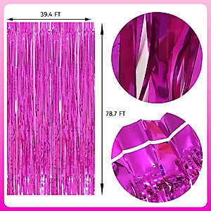 HOMEZZO Mean Girls Party Decorations - That's So Fetch Felt Banner, Hot Pink Tinsel Curtain, Lip Balloon for Y2K Hot Pink Bridal Shower Wedding Girls Birthday Bachelorette Party Supplies