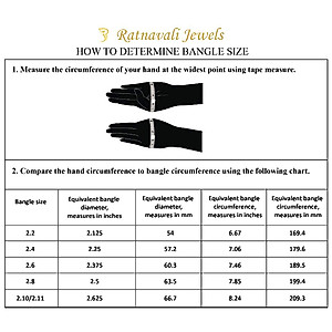 Ratnavali Jewels CZ Zirconia Gold Tone Marquise Diamond Elegant Bollywood Indian Bangles Kada Jewelry Women Wedding Bride (Rose Gold, 2.8)