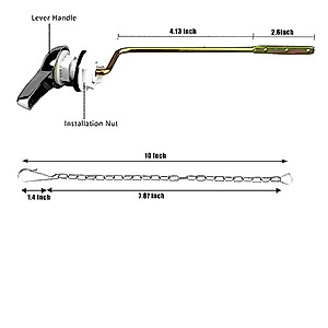 XHGAYL Toilet Flush Handle Replacement Kit,Side Mount Toilet Tank Lever,Toilet Tank Trip Lever with Stainless Steel Flapper Chain,Brushed Nickel